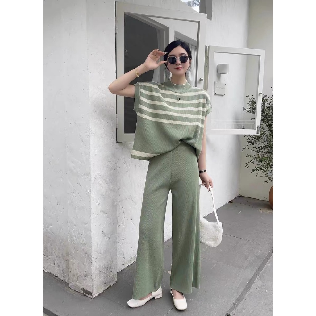 Miss M Turtle Neck Stripe Top & Garterized Pants 2 in 1 Oversize ...