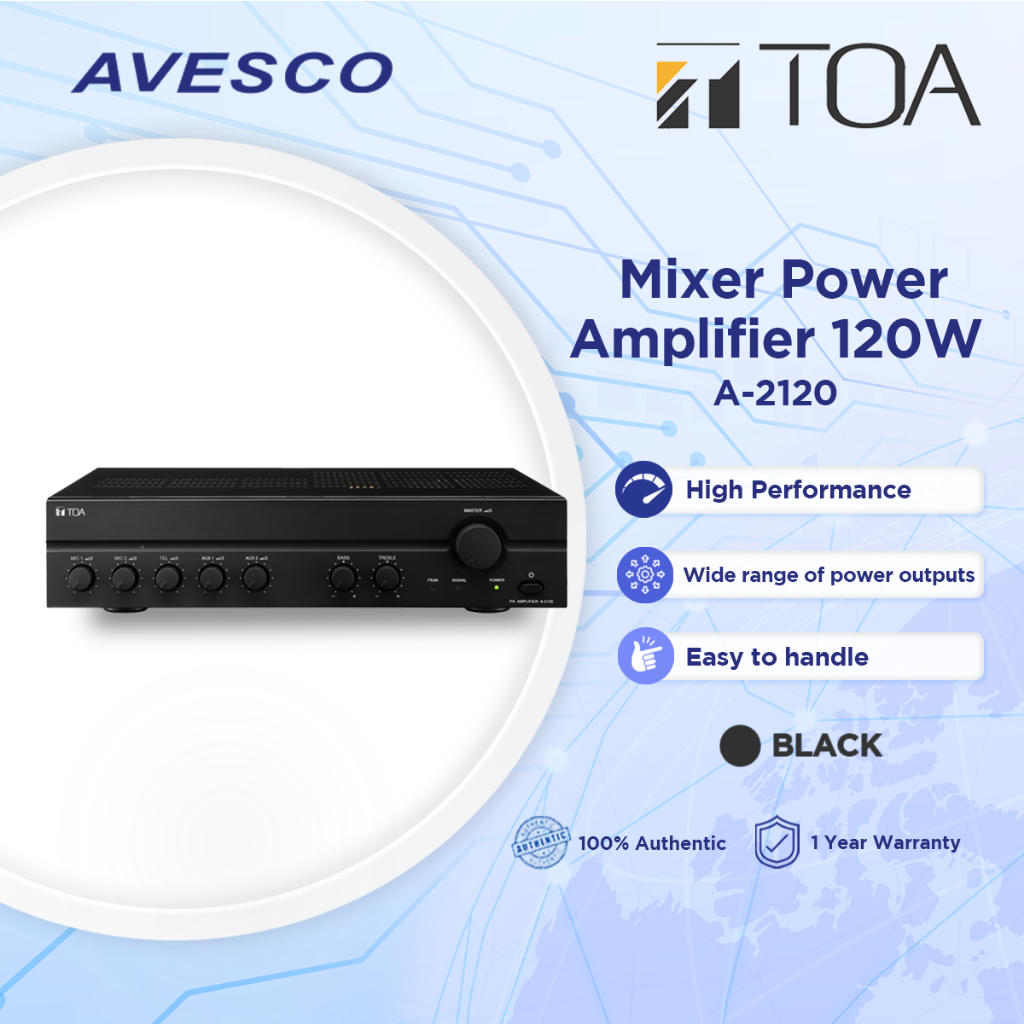 TOA | Mixer Amplifier 120W | A-2120 | MIC 2 | Case - Steel plate | Avesco | Shopee Philippines