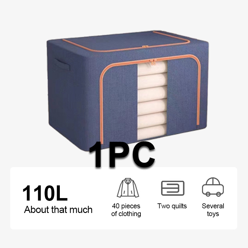 Keycool Foldable Storage Box Organizer For Clothes Linen Blue Gray 80L ...