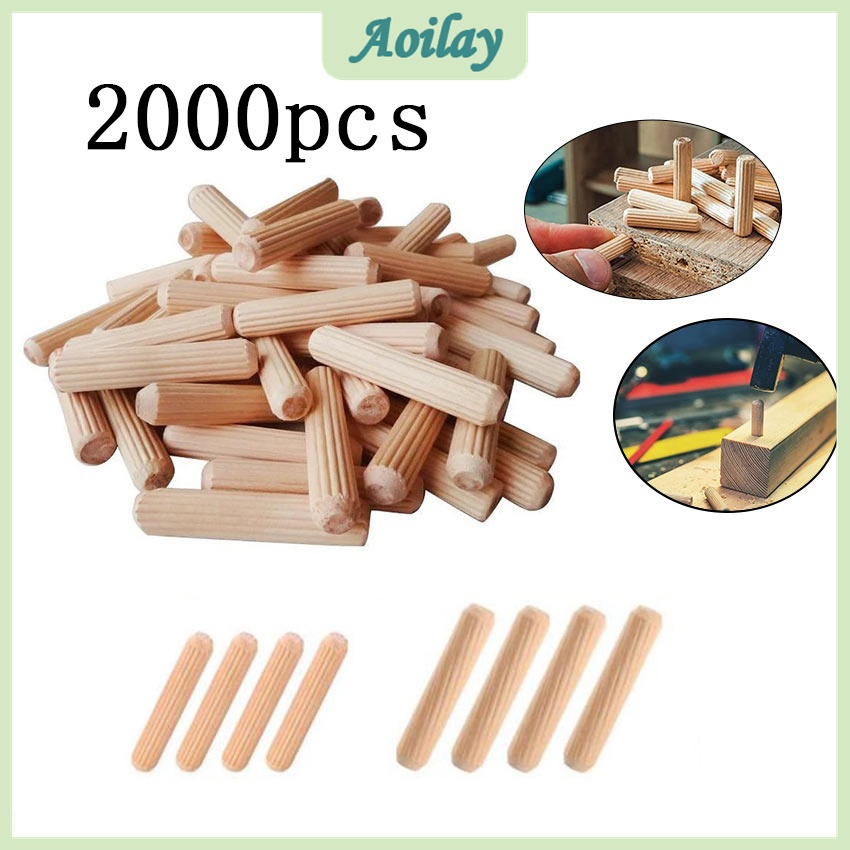 2000pcs 8*30mm 8*40mm Wooden Dowel Diagonally Fluted Wooden Dowel Pins ...