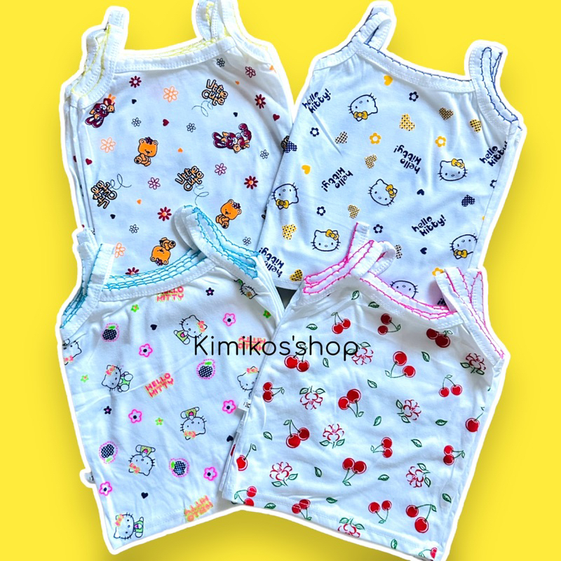 (12PCS) SET KIDS COTTON SPAG (0-2YRS OLD) FOR GIRL SANDO WHITE PRINTED ...