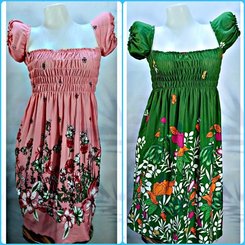 Pambahay Daster | Mini Dress | Smocked Puff Dress | Smocking Dress ...