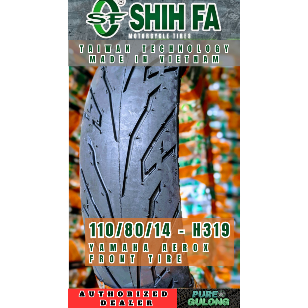 SHIHFA 110/80-14 TUBELESS TIRES AEROX CLICK H319 PATTERN FREE PITO ...