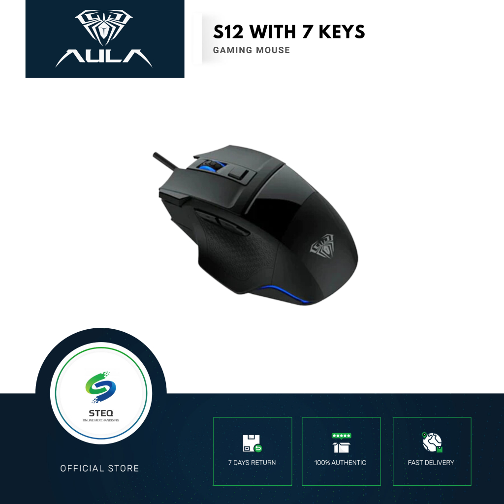 Steq AULA S12 Optical Rainbow Backlit 4800DPI With Side Button ...