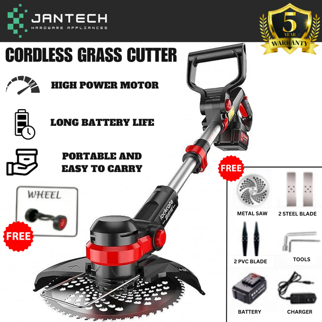388V Powerful Electric Cordless Grass Cutter Rechargeable Lithium Battery Grass Trimmer | Shopee ...