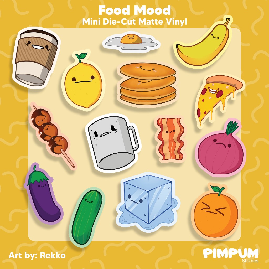 Mini Cute Food Mood Matte Vinyl Stickers | Die-cut Splash-proof ...