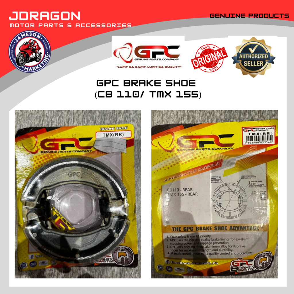 GPC REAR BRAKE SHOE (TMX155 Rear, CB110 Rear) | Shopee Philippines