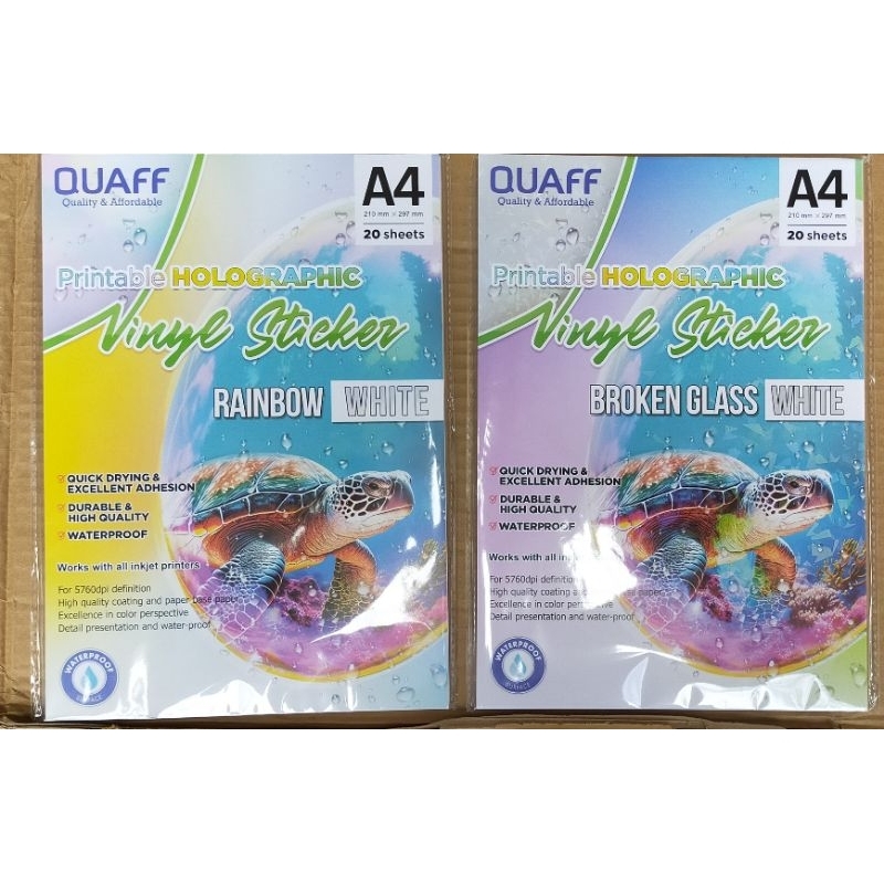 Quaff printable holographic vinyl sticker A4 size 20sheets | Shopee Philippines