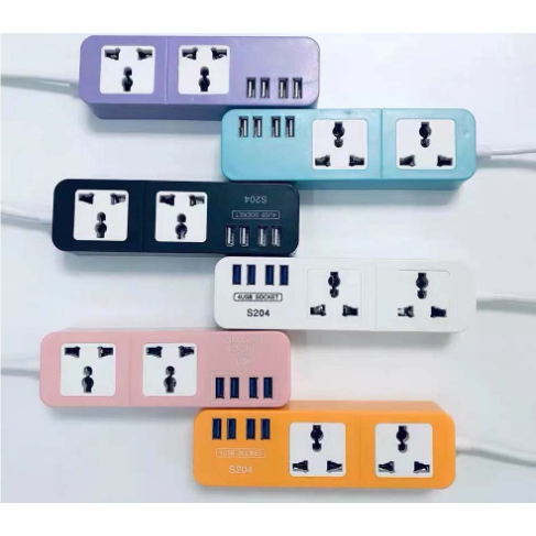 Candy Colors Portable Plug 4 USB Charger Port Socket Power Extension ...