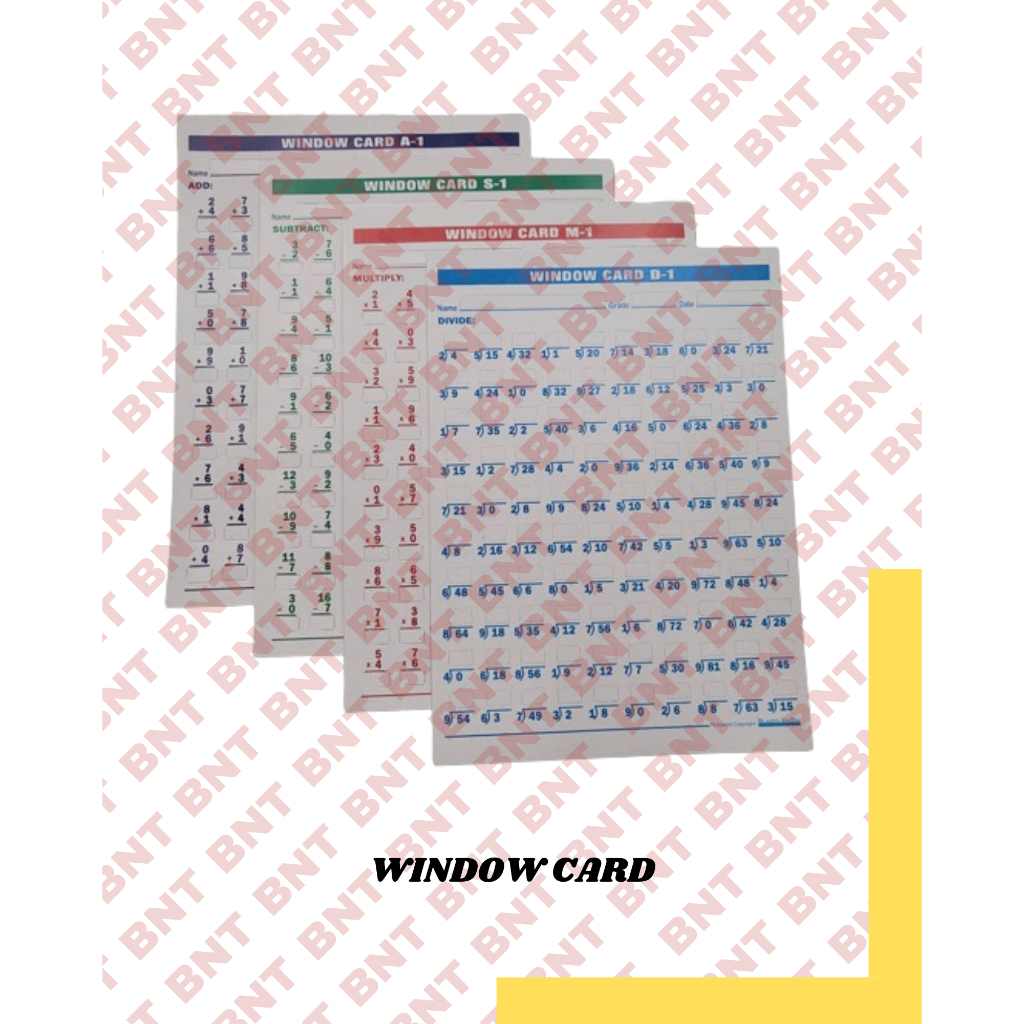 WINDOW CARD ADDITION/SUBTRACTION/MULTIPLICATION/DIVISION OR ...