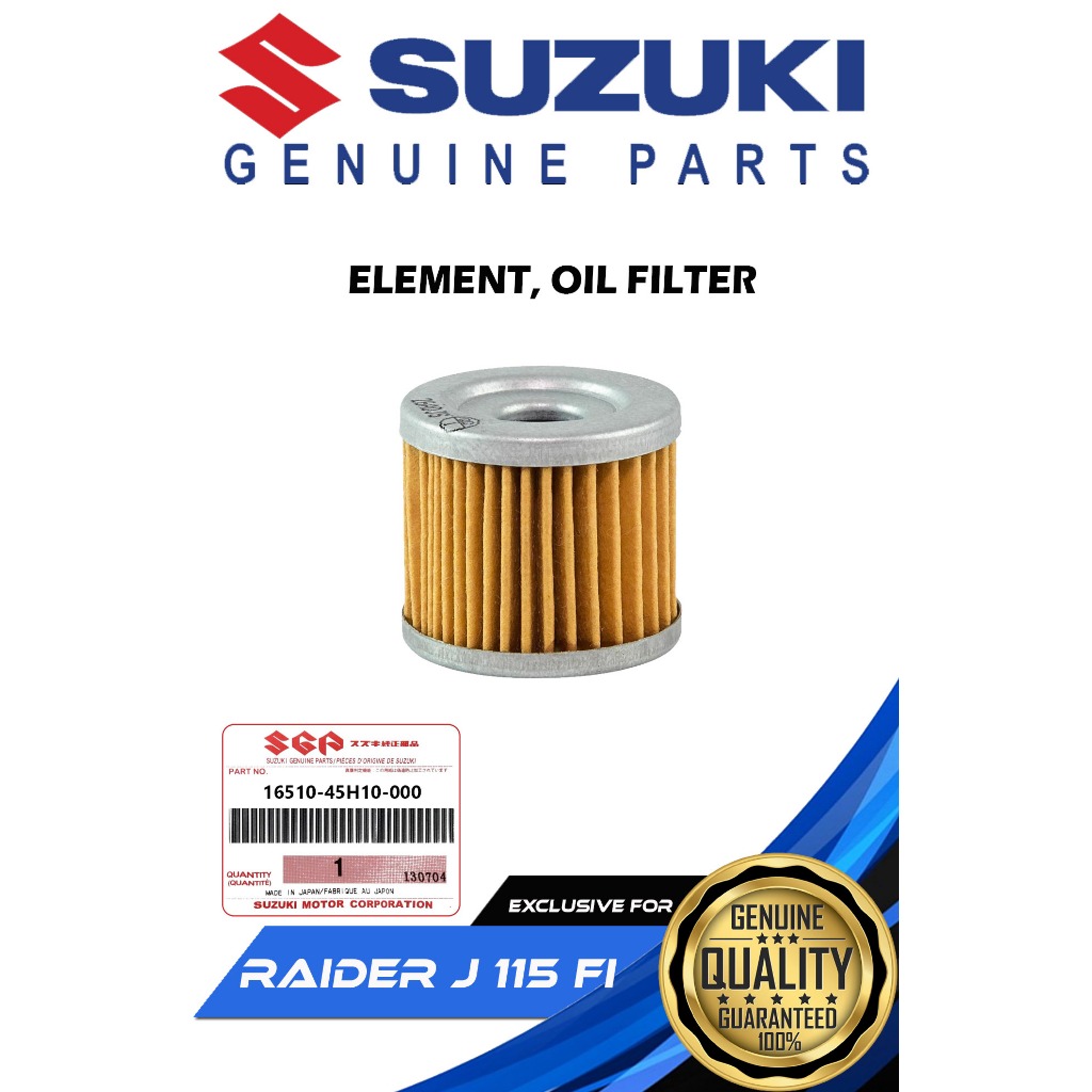 SUZUKI GENUINE ELEMENT, OIL FILTER FOR RAIDER J 115 FI ( 16510-45H10 ...