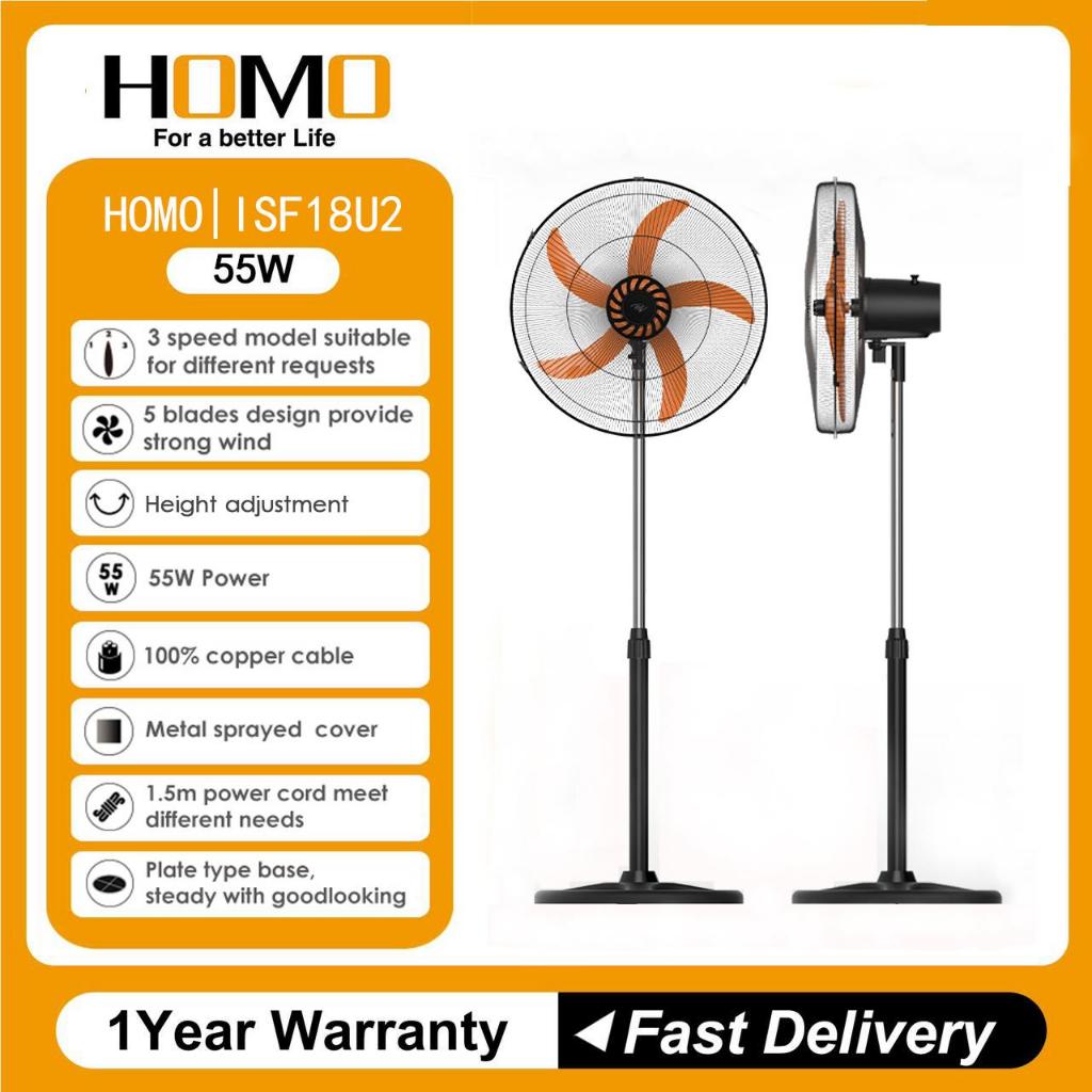 HOMO Standing Electric Fan (18 inches) | ISF18U2 Model | 55W Output ...