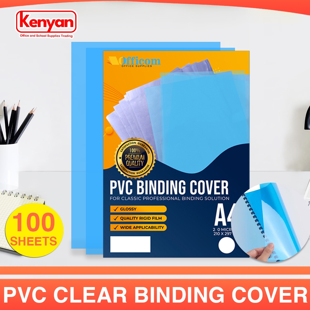 100pcs Clear Blue Binding Cover (A4/Short/Legal) PVC Transparent High ...