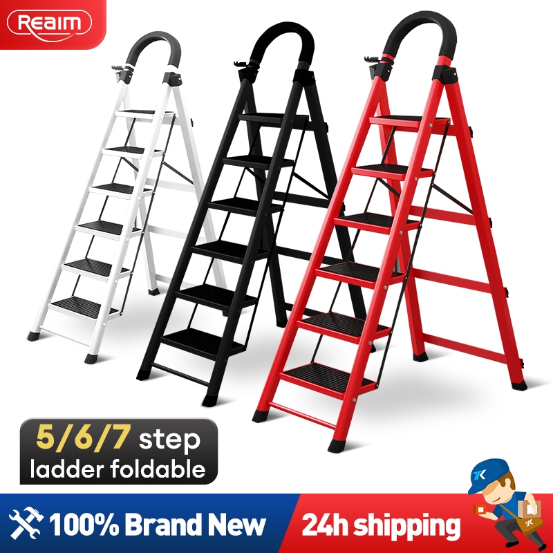 Ladder Foldable Carbon Steel Thicker Ladder 5/6/7/8 steps Household ...
