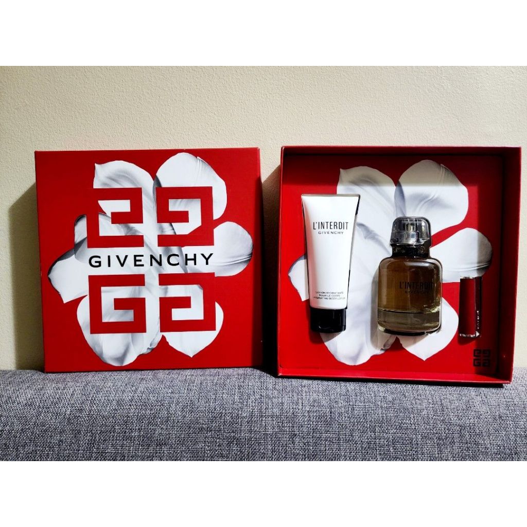 Givenchy L'interdit Gift Set (80ml EDP + 75ml Body Lotion + Le Rouge ...