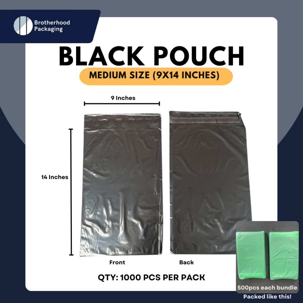 Black Pouch Medium 500 and 1000pcs (9x14 in) | Shopee Philippines