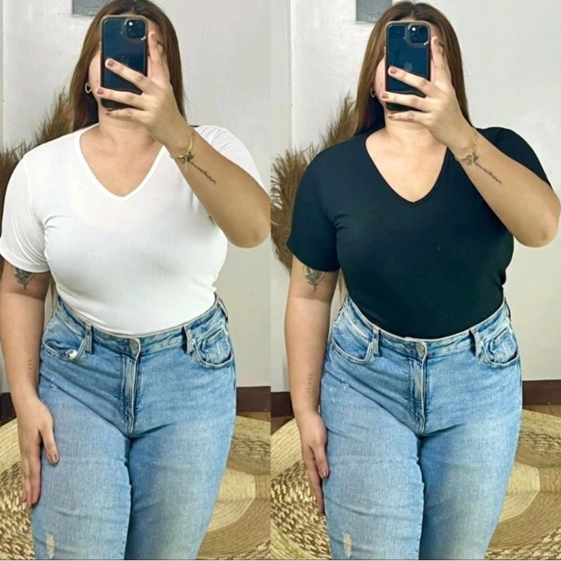 Essentially Curvy - PLUS SIZE V-NECK FULL LENGTH KNITTED TOPS | up to ...