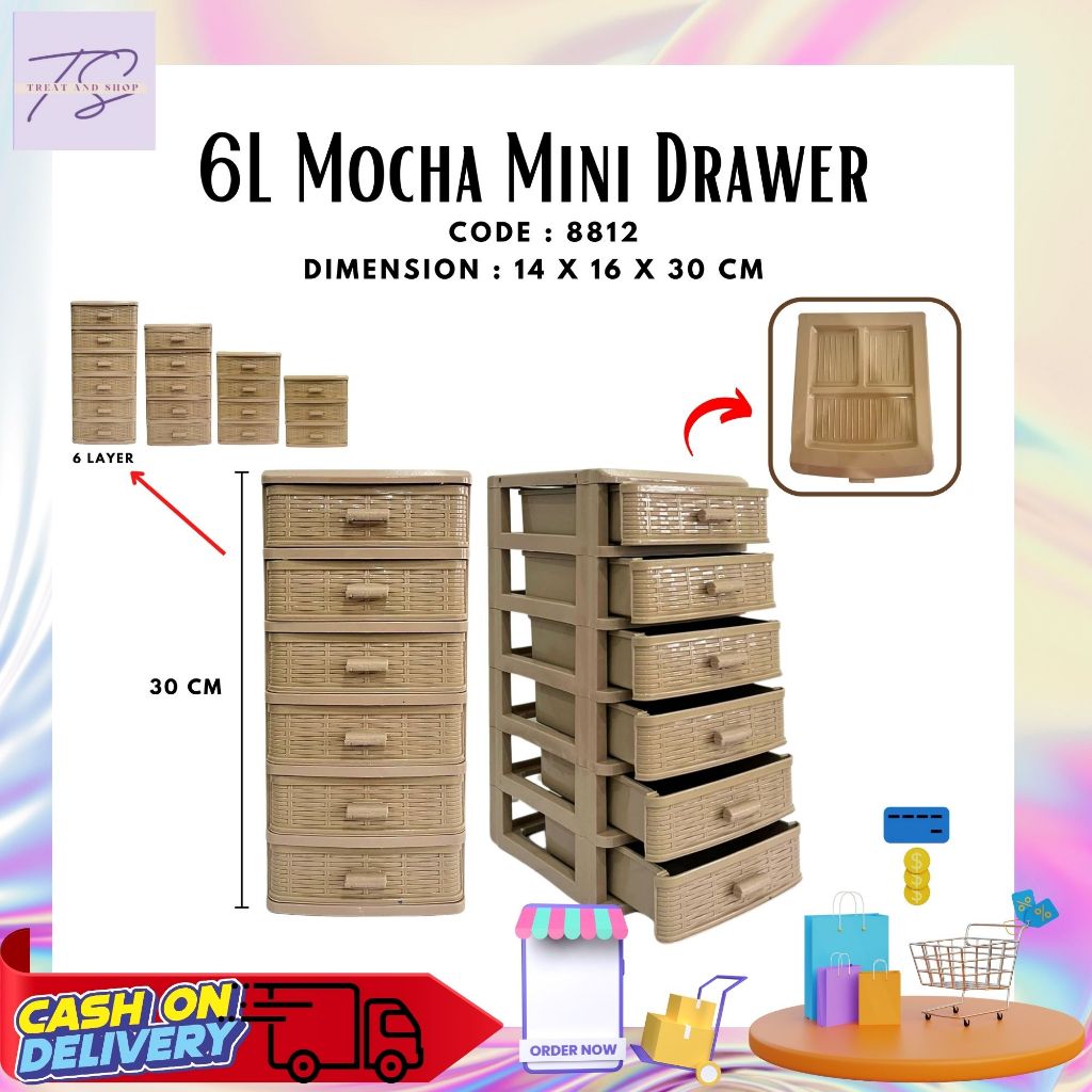 8812 6L MOCHA MINI DRAWER / MINI DRAWER / MOCHA MINI DRAWER | Shopee ...