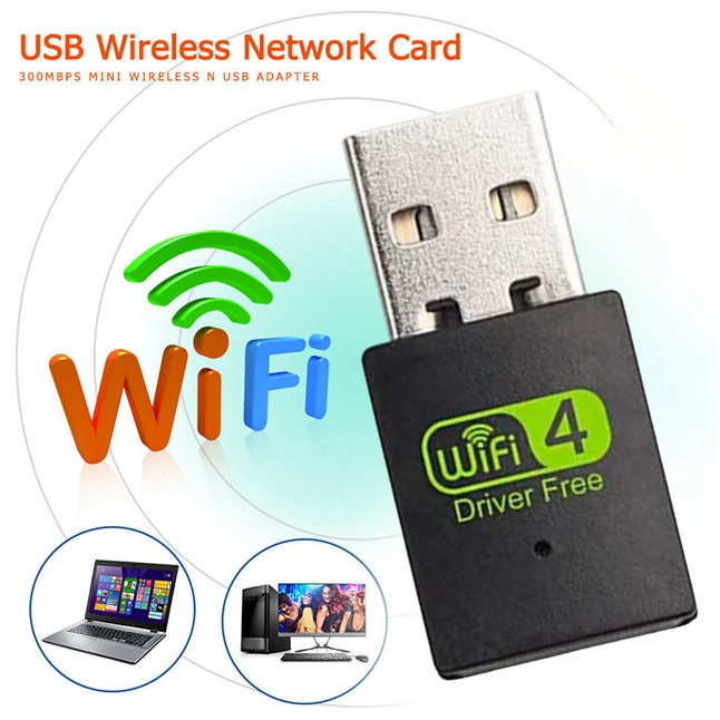 300Mbps USB Wifi Dongle PC LAN Ethernet WiFi Receiver Adapter 2.4G ...