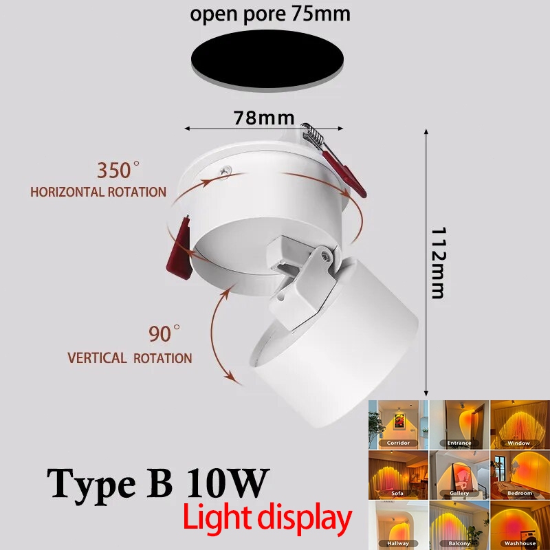 Foldable Downlight 3Colors Pin Light Ceiling Lamp Surface Mounted ...