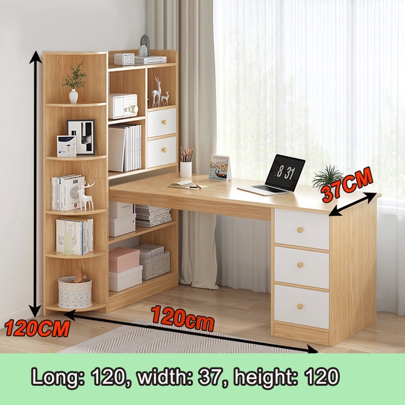 [Shipping Discount] Study Table with Drawer and Shelves Study Desk Table Study Table with Book ...