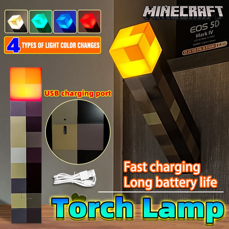 *Local delivery*minecraft torch light/lamp 4-color changeable USB ...