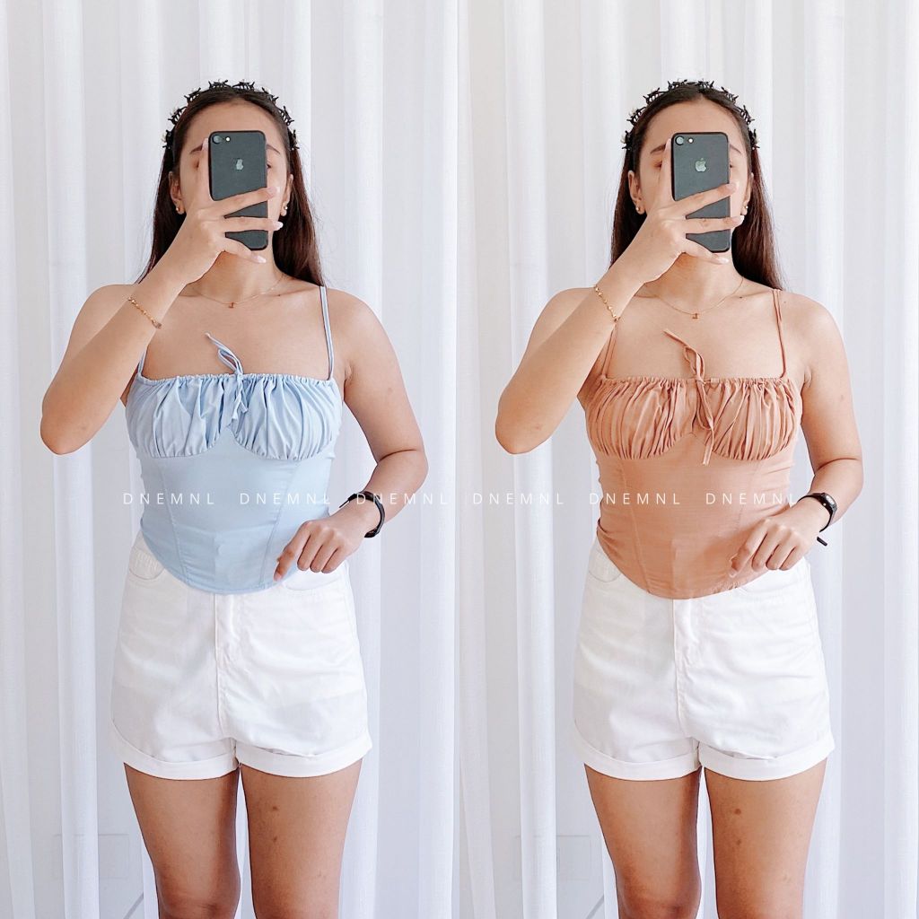 Dnemnlph Bustier Top Trendy Korean Inspired Fashion String Cami Basic