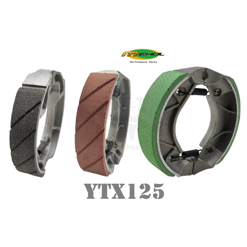 MEHOL BRAKE SHOE FRONT & REAR FOR YTX125 black/red/green | Shopee ...