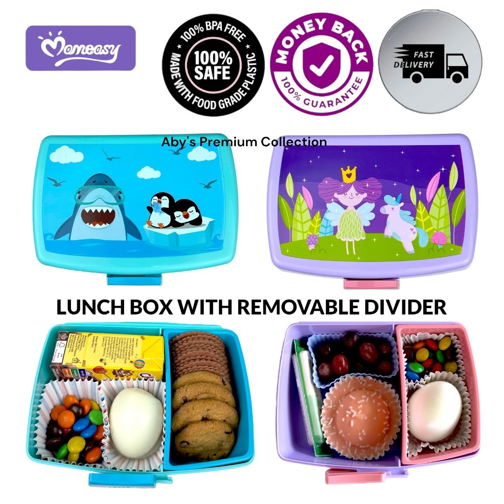 Momeasy Bento Baon Box with Removable Food Divider Odorless Cute Lunch ...
