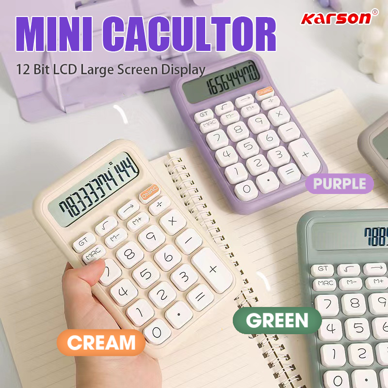 Karson Pocket Calculator Mini 12 digits for Accounting Aesthetic Purple ...