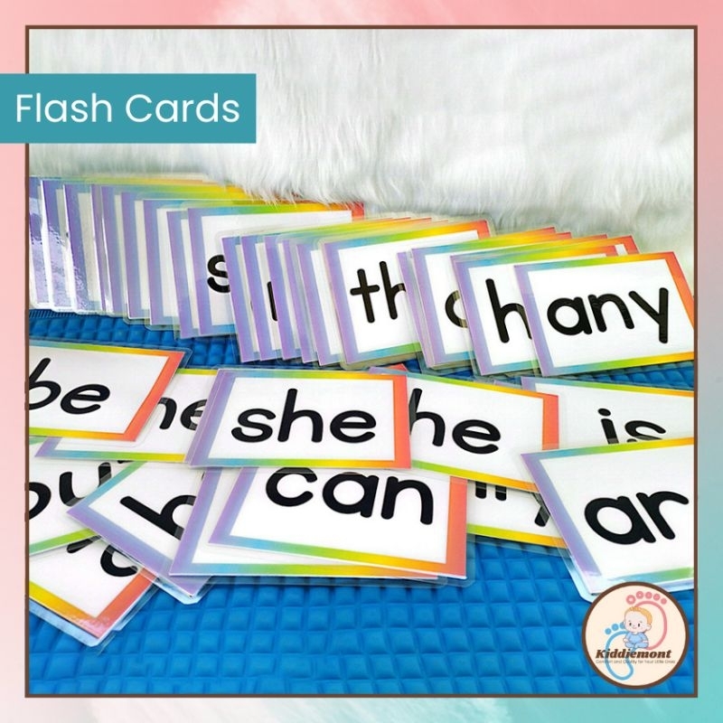 Kiddiemont Basic Sight Words Flash Cards Learning Cards, Laminated Educational Material | Shopee ...