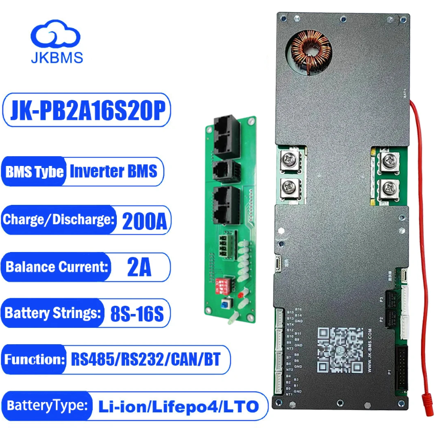 JK Inverter Smart BMS 8-16S 100A-200A RS485 CAN Active balancer 2A Solar Home Battery Storage ...