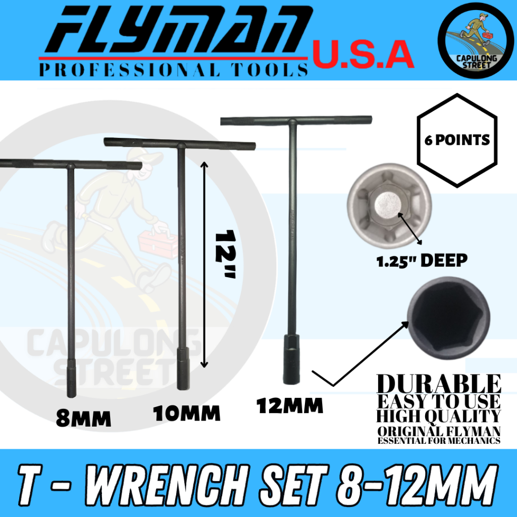 Capulong Street Flyman T Wrench 8mm, 10mm & 12mm High Quality Heavy ...