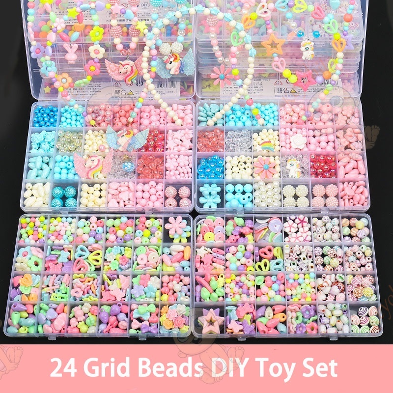 ANTT 24 grid Beads Set Kids Toy Mix Color Spacer Bead and 100m crystal ...