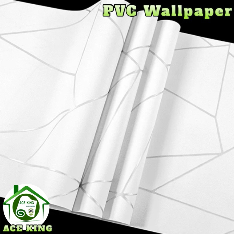 ACE KING A16 Blue Geometric PVC Matted Wallpaper 10meters x 45cm ...