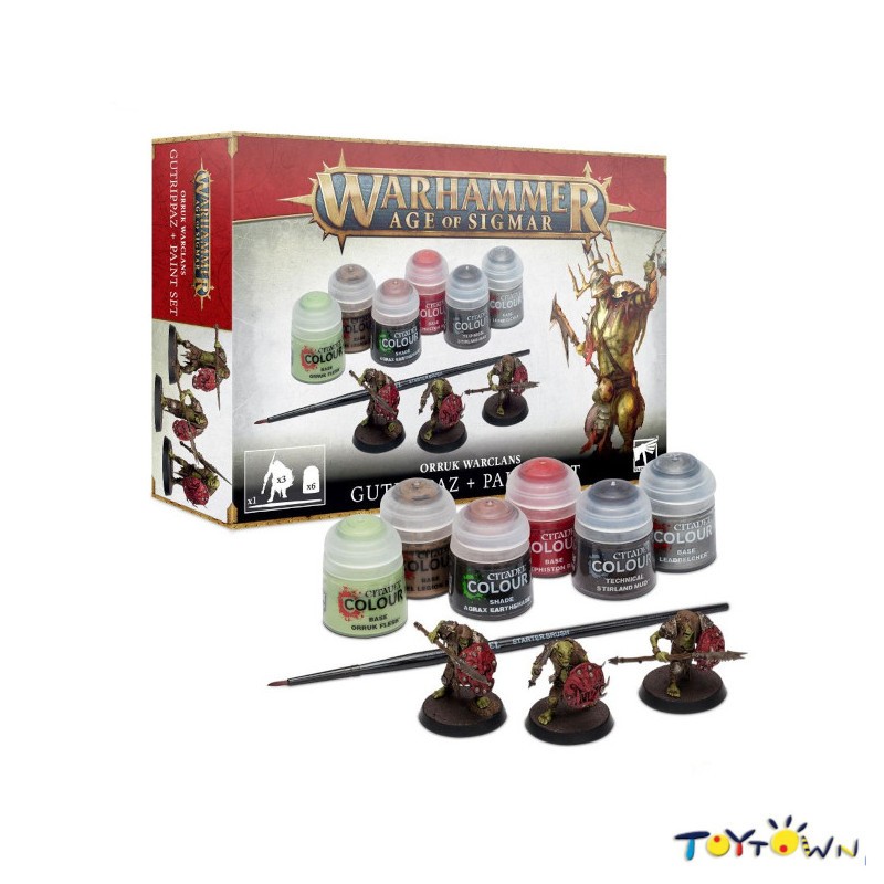 Warhammer Age Of Sigmar: Orruk Warclans - Gutrippaz Paint Set | Shopee ...