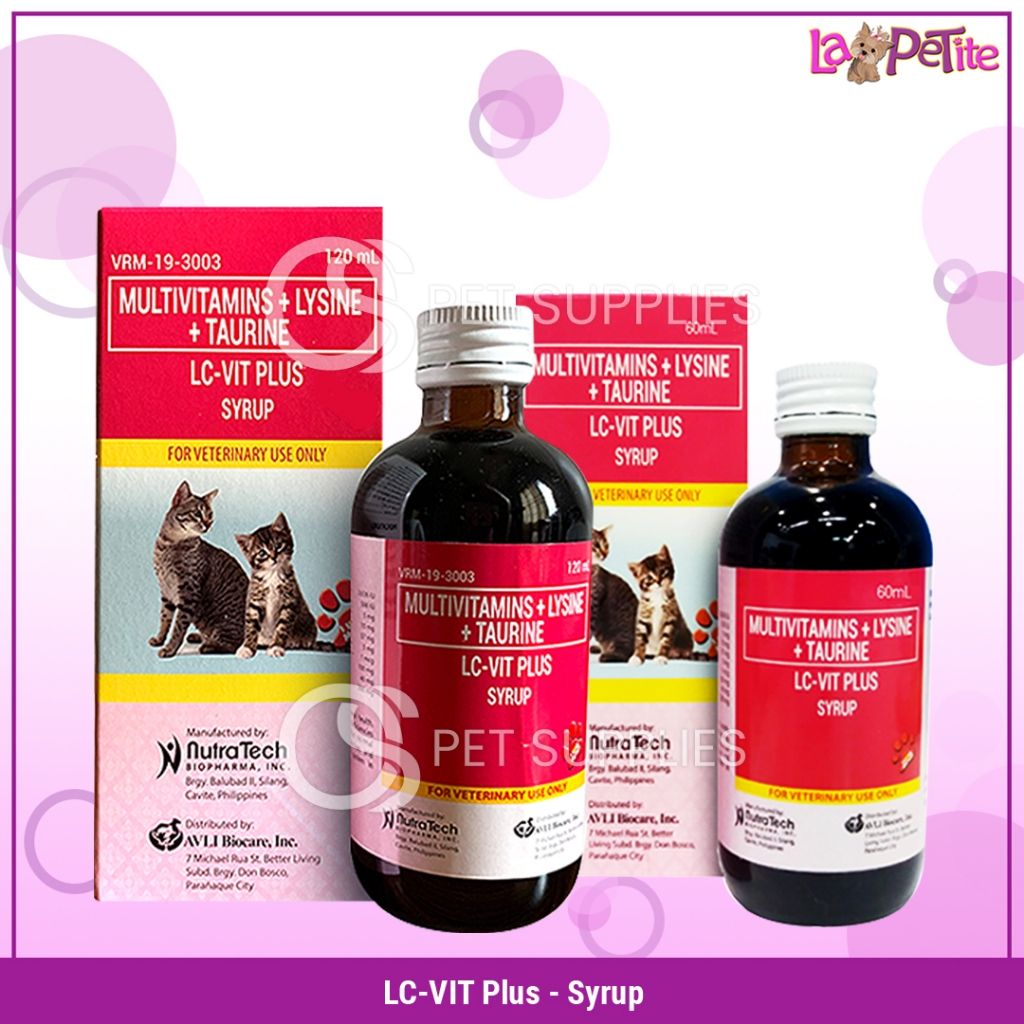 LKJ-LC-VIT PLUS SYRUP Multivitamins + Lysine + Taurine For Cats and ...