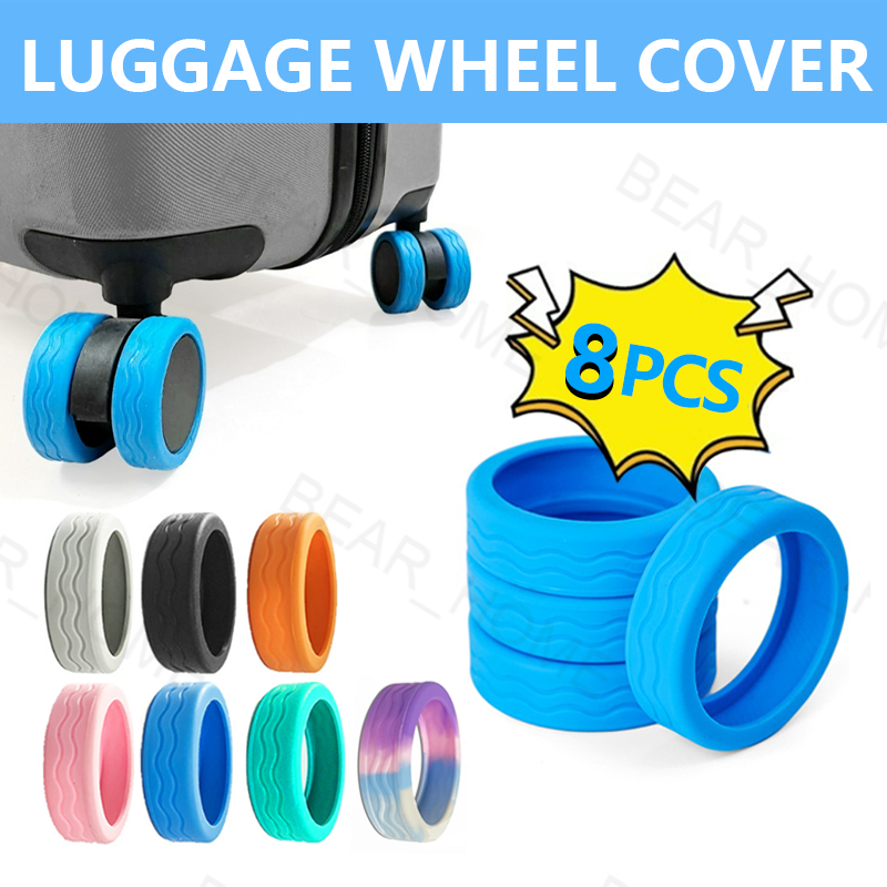 8PCS Suitcase Wheels Protection Travel Luggage Caster Silicone Reduce ...