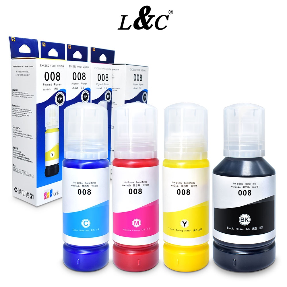 L&C 008 Pigment Ink For Epson 008 Ink For Epson L6460 L6490 L6550 L6570 ...
