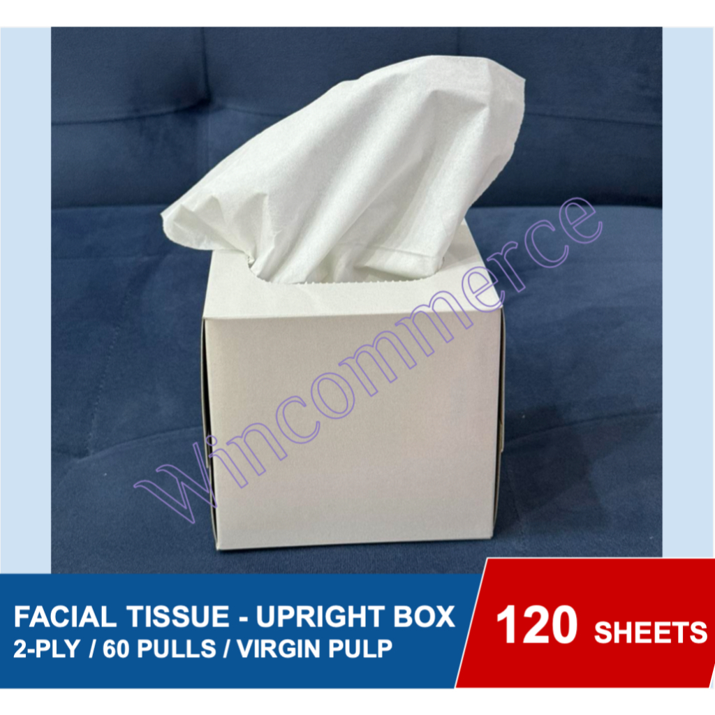 FACIAL TISSUE 120 SHEETS 60 PULLS VIRGIN PULP - UPRIGHT BOX [FLUSHABLE ...