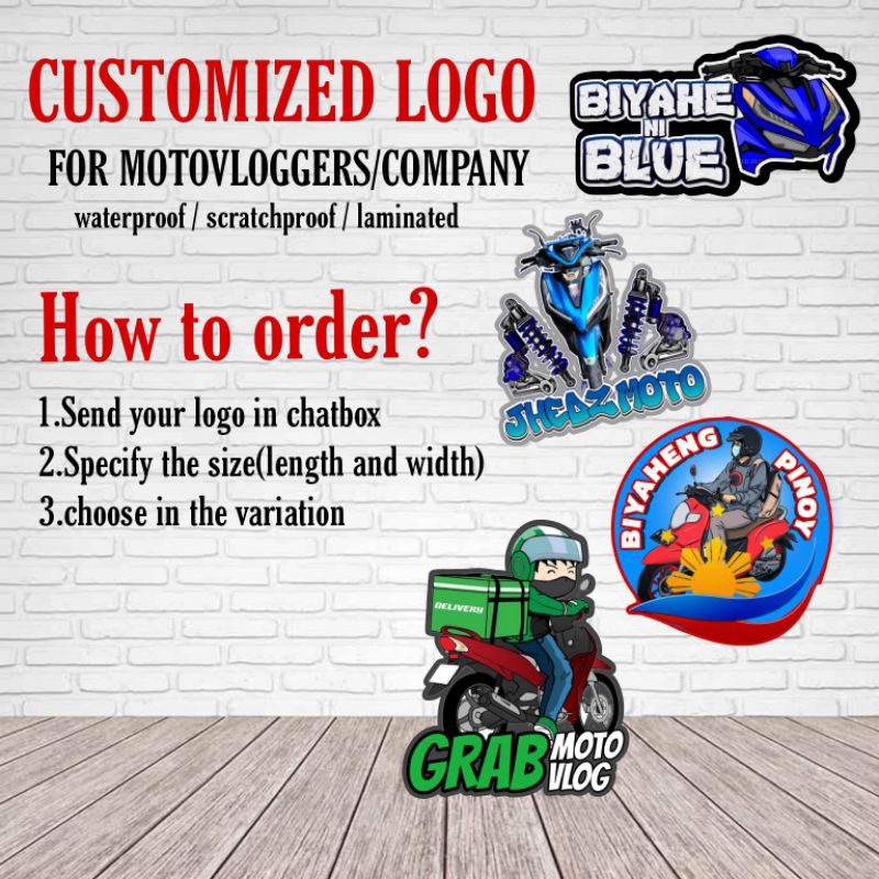 Customized Logo for MOTOVLOGGERS/COMPANY a4size , Laminated Stickers ...
