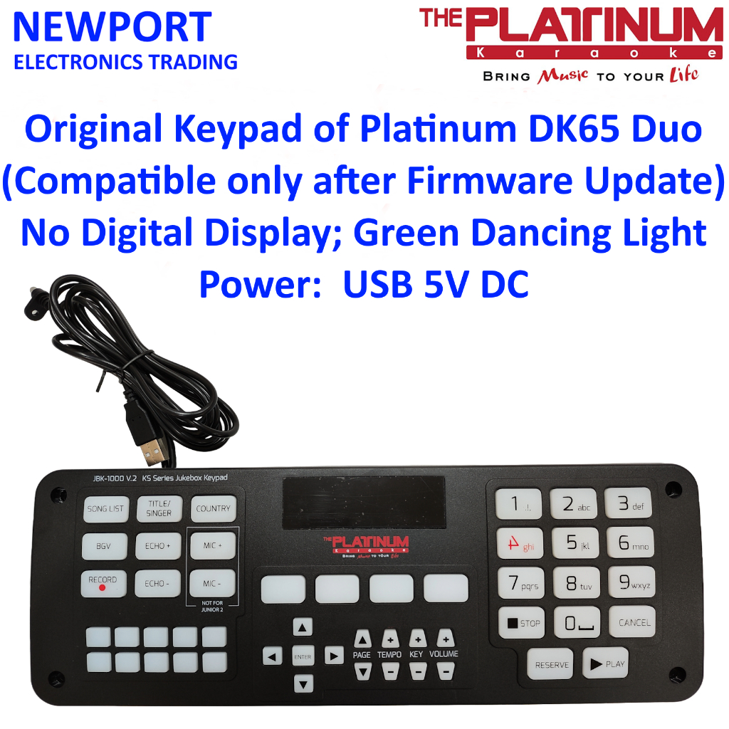 Original Keypad/Keyboard of Platinum DK-65 Duo Party Jukebox ...
