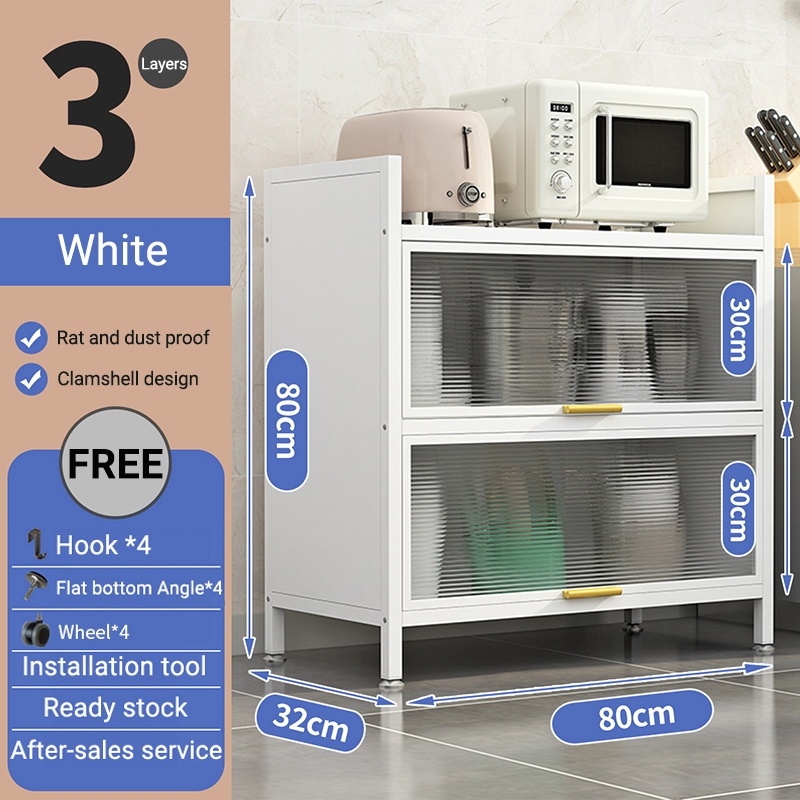Kitchen Cabinet Microwave Oven Rack Multi-level Storage Rack With Door ...