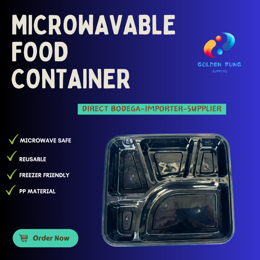 5 DIVISION RECTANGLE MICROWAVABALE PLASTIC LUNCH BOX WITH LID ...