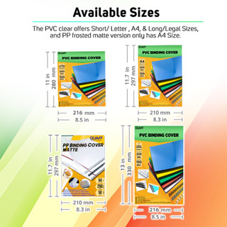 QUAFF PVC Binding Cover Clear 200 Mic A4 | Short & Long Size (100sheets ...