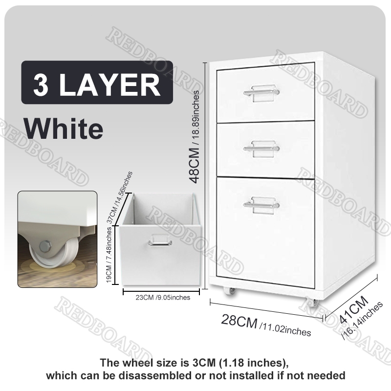 【24 Hours Ship】Full metal Lockable 3 Drawer Metal Mobile Pedestal ...