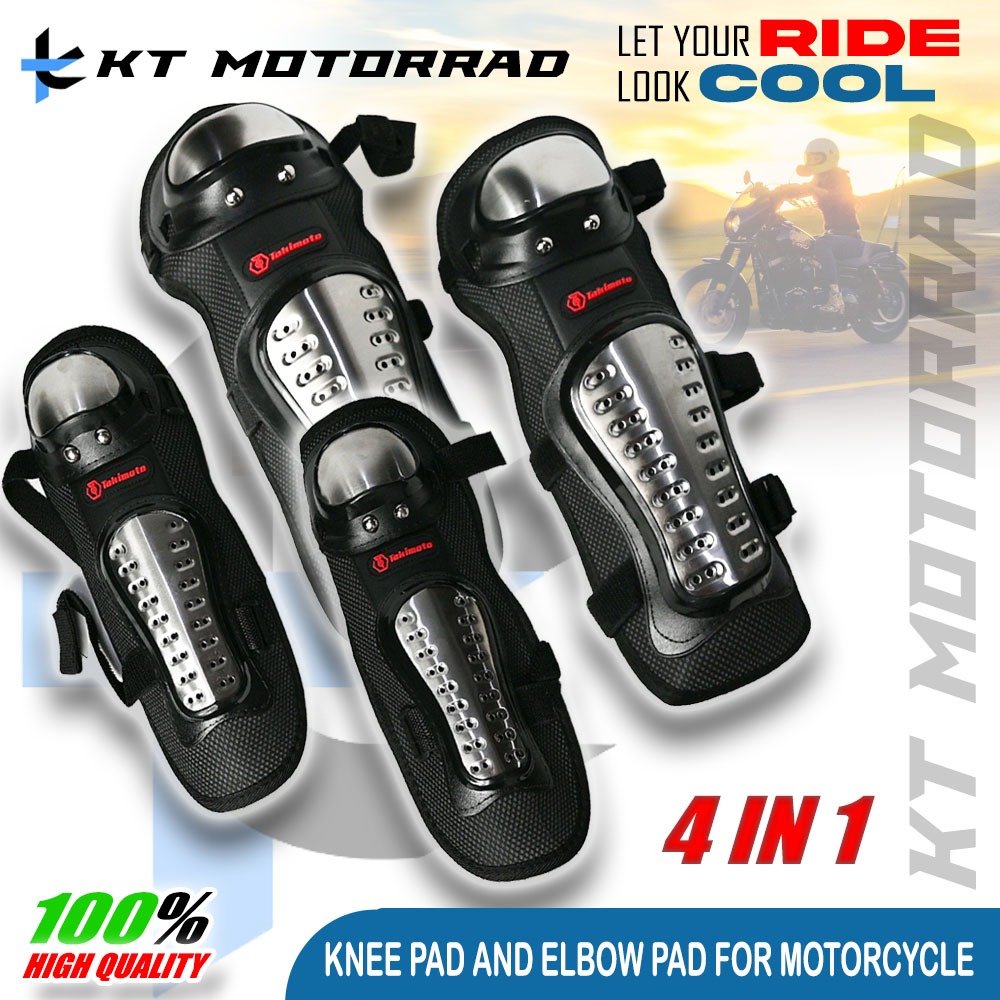 KT MOTORCYCLE STAINLESS KNEE AND ELBOW PAD 4in1 | Shopee Philippines