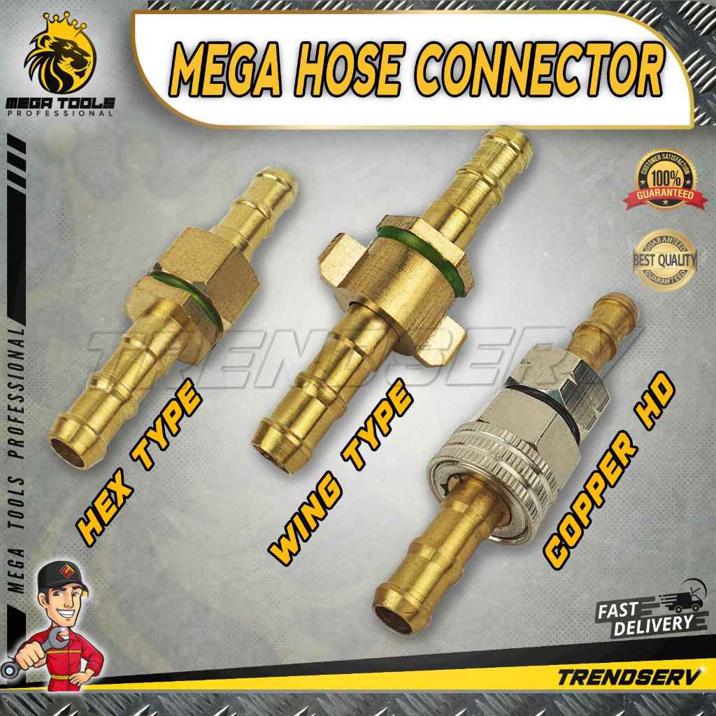 Hose Connector Hex/Wing 8mm HC008/ HOSE CONNECTOR HD COPPER/THREADED ...