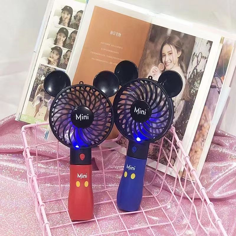 Portable Mini Mickey Mouse Light Fan USB Rechargeable Handy Electric ...
