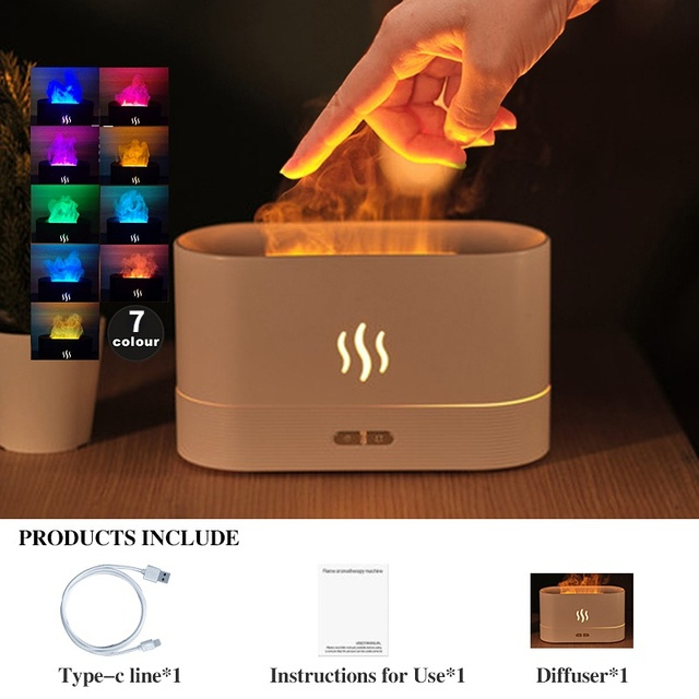 Simulation Flame Diffuser for Home Desktop Colorful Flame Humidifier ...